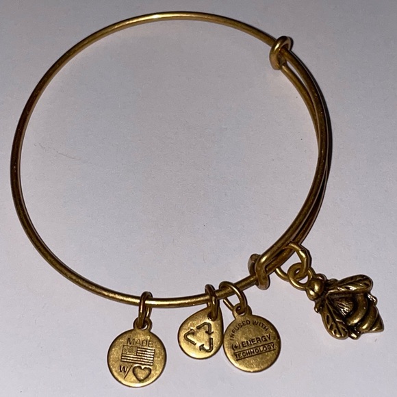Alex and Ani | Jewelry | Alex Ani Bumblebee Charm Bangle In Rafaelian Gold Finish | Poshmark